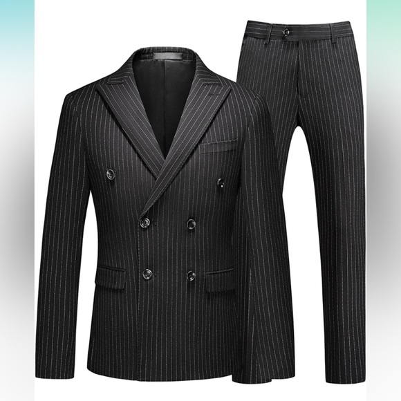 Suits & Blazers | Mens Suits 3 Piece Double Breasted Suit Pinstripe ...